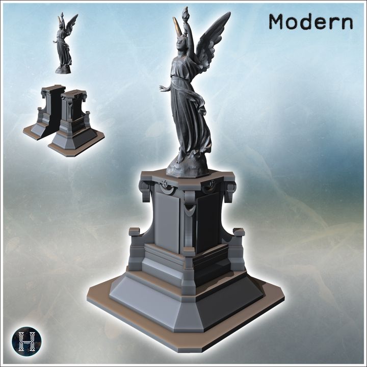 3D Printable Statue of an angelic figure holding a torch, standing on a ...