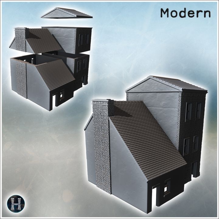 Download Pair of attached buildings, one with a detailed facade and the ...