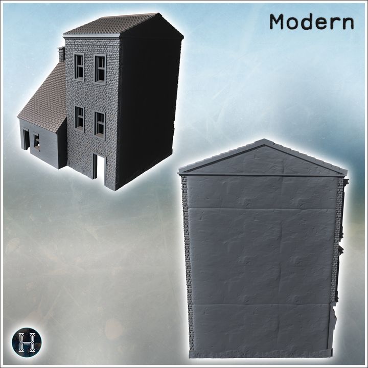 Download Pair of attached buildings, one with a detailed facade and the ...