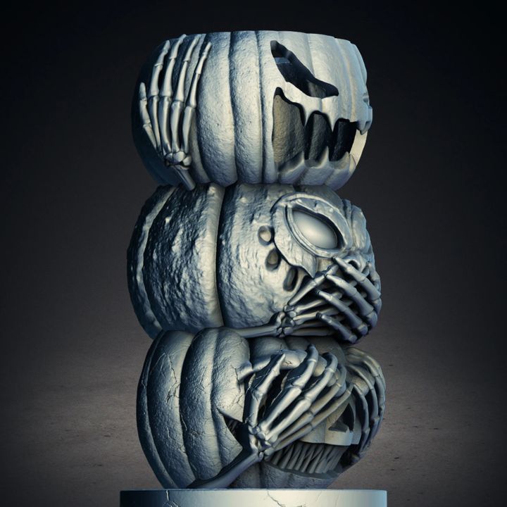 3D Printable Spooky Horror Halloween Evil Pumpkins Candle Holder 3D ...