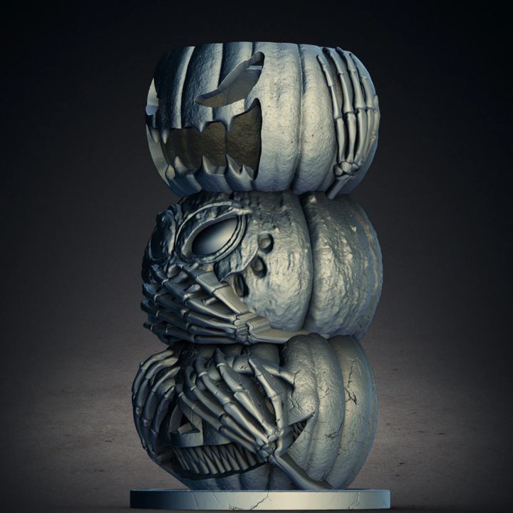3D Printable Spooky Horror Halloween Evil Pumpkins Candle Holder 3D ...