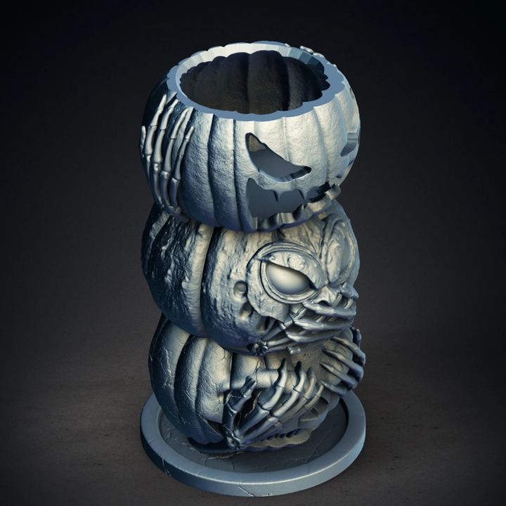 3D Printable Spooky Horror Halloween Evil Pumpkins Candle Holder 3D ...