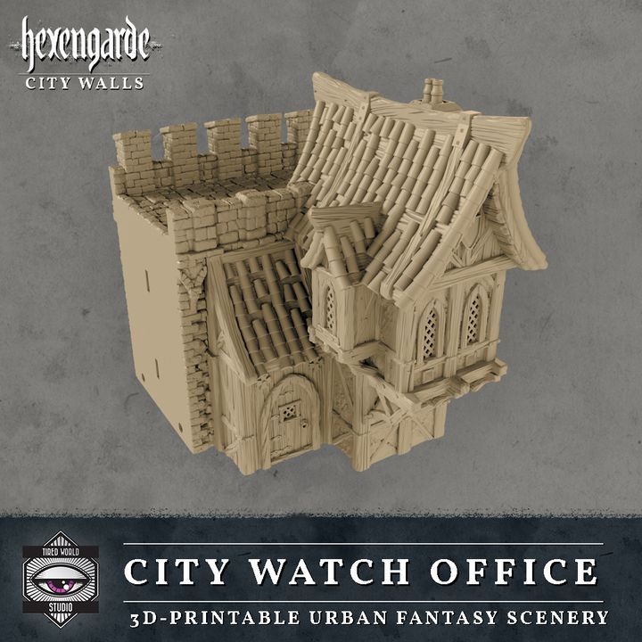 3D Printable City Watch Office by Tired World Studio