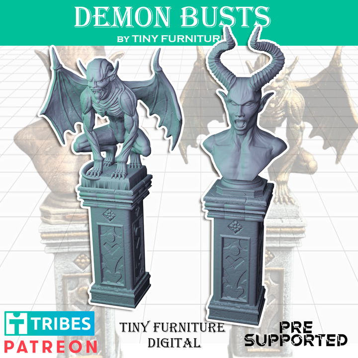 3D Printable Demon Busts by Tiny Furniture