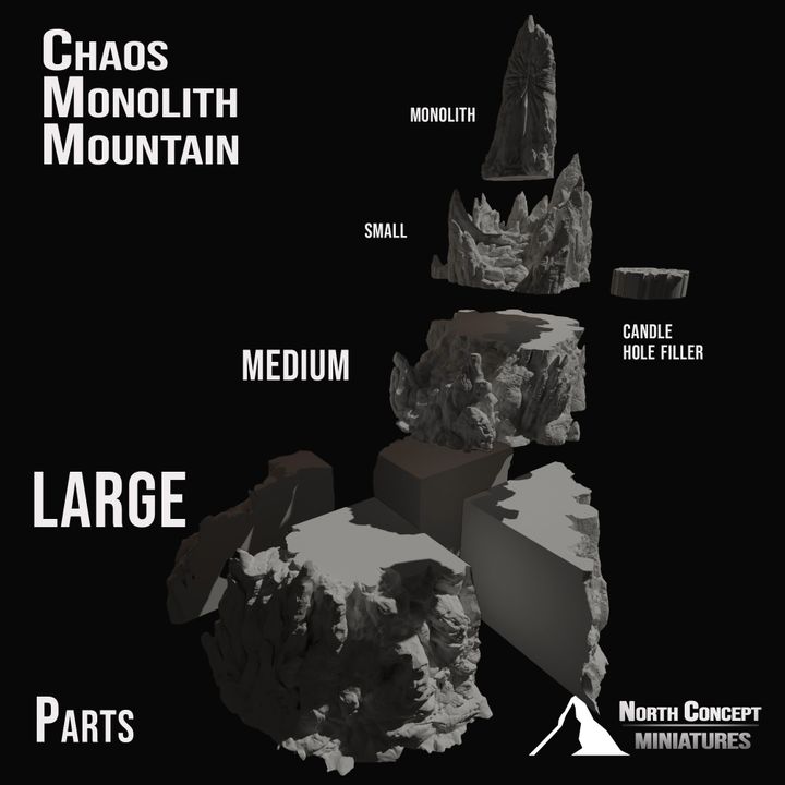 3D Printable Chaos Monolith Mountain - Terrain by North Concept Miniatures