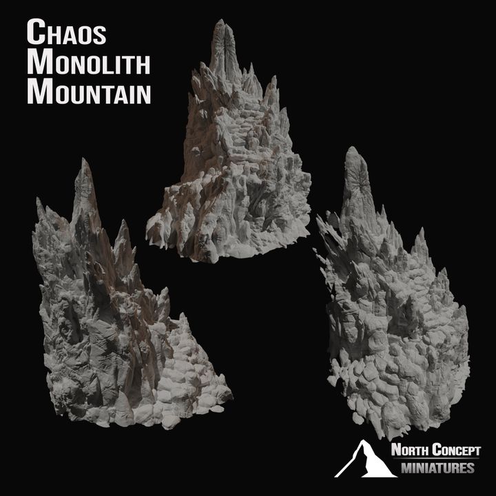 3D Printable Chaos Monolith Mountain - Terrain by North Concept Miniatures