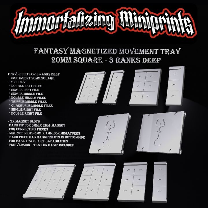 3D Printable Fantasy Magnetized Modular Movement Tray 3x 20mm square by ...