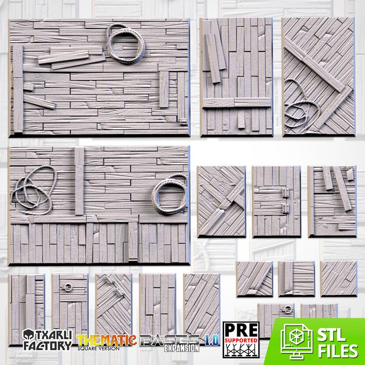 3D Printable Wooden Bases (Square) Expansion by Txarli Factory