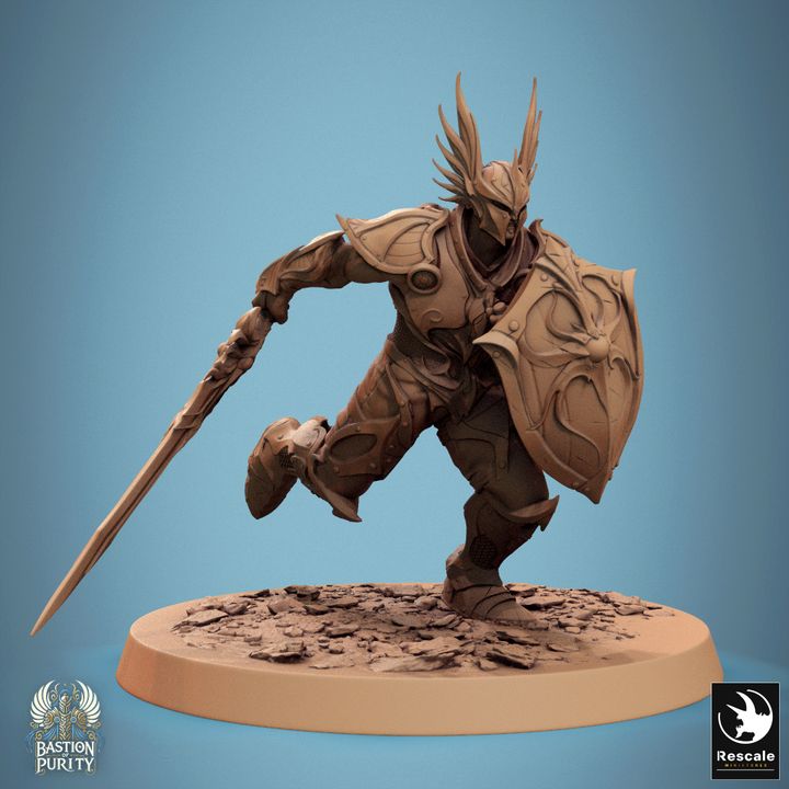 3D Printable Sentinel of Aetherium Sword & Shield by Rescale Miniatures