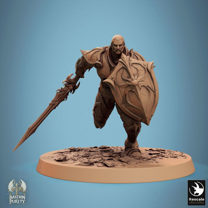 3D Printable Sentinel of Aetherium Sword & Shield by Rescale Miniatures