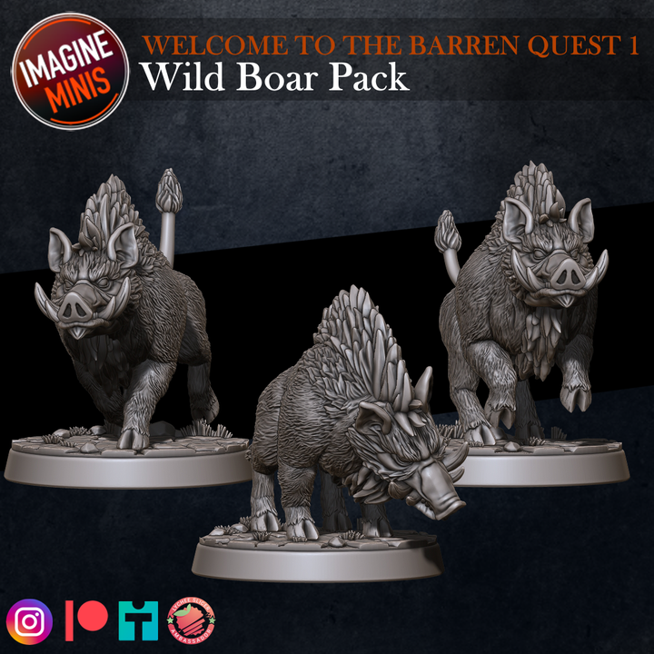 3D Printable Welcome to the Barrens Quest 1 - Wild Boar Pack by Imagine ...