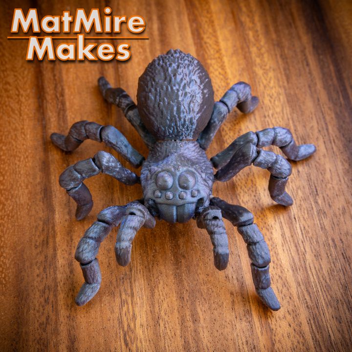 3D Printable Tarantula Articulated Figure, snap-fit assembly, Cute ...