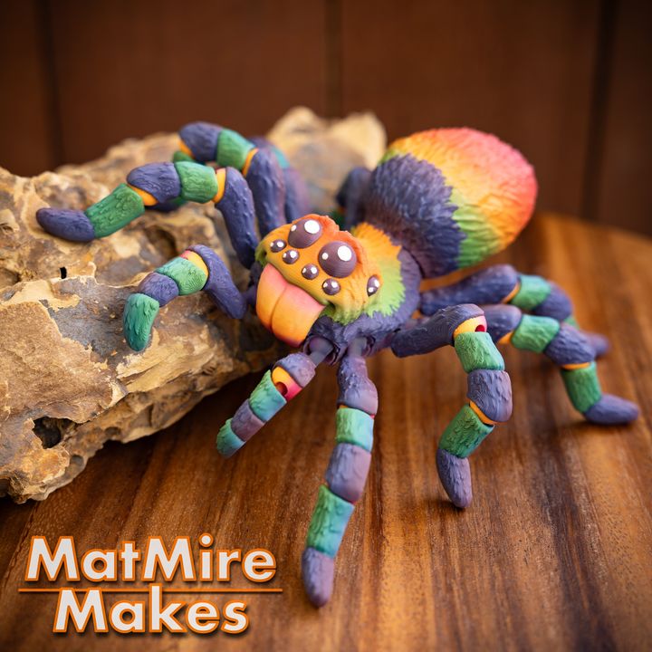 3D Printable Tarantula Articulated Figure, snap-fit assembly, Cute ...