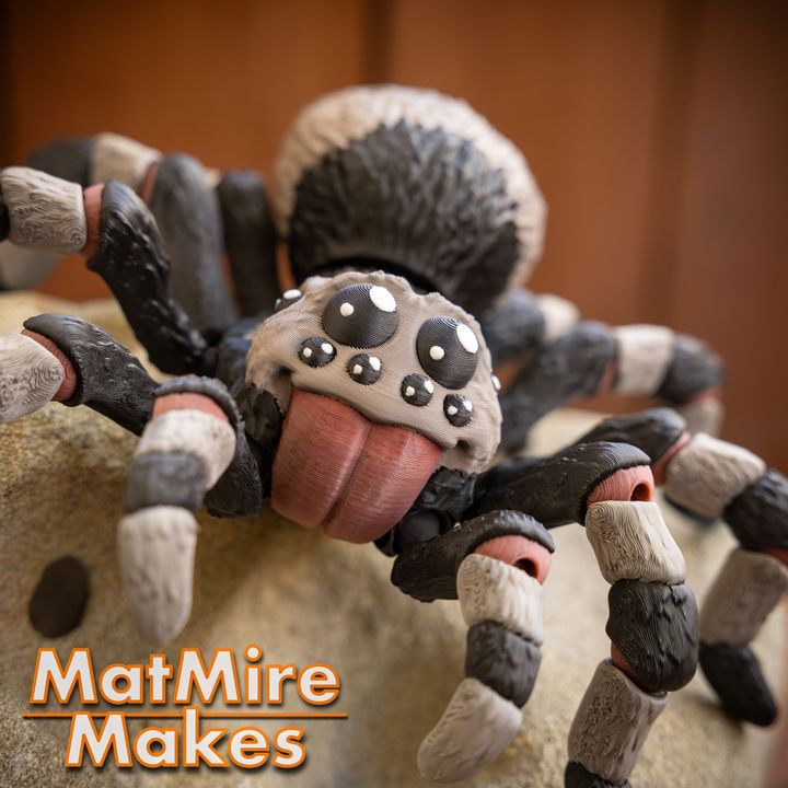 3D Printable Tarantula Articulated Figure, snap-fit assembly, Cute ...
