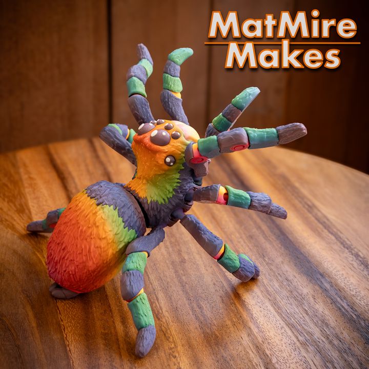 3D Printable Tarantula Articulated Figure, snap-fit assembly, Cute ...