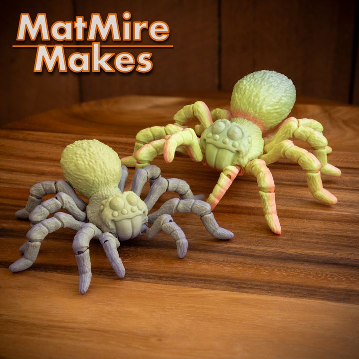 3D Printable Tarantula Articulated Figure, snap-fit assembly, Cute ...