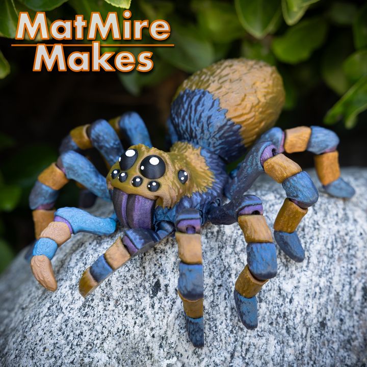 3D Printable Tarantula Articulated Figure, snap-fit assembly, Cute ...