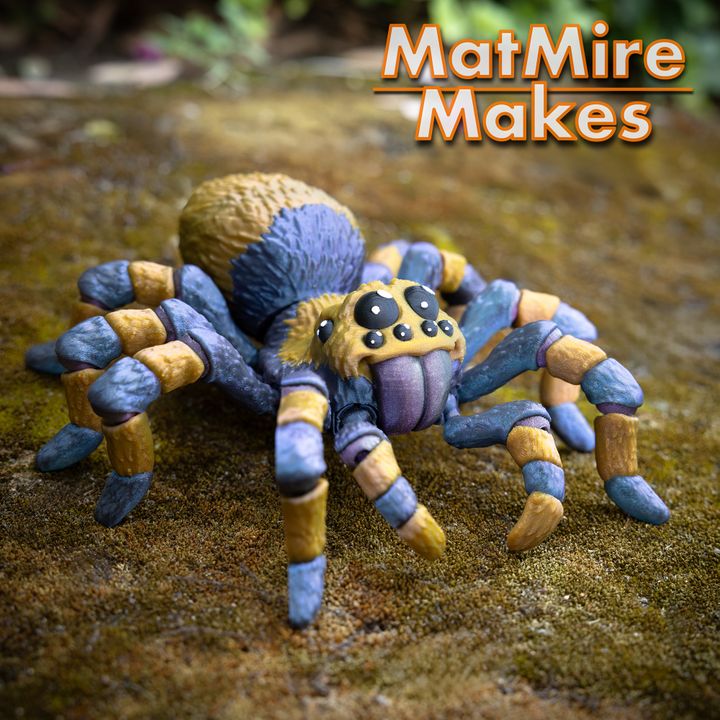 3D Printable Tarantula Articulated Figure, snap-fit assembly, Cute ...