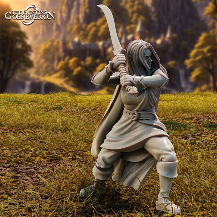 3D Printable Wood Elf Swordsman A - Presupported by The Printing Goes ...