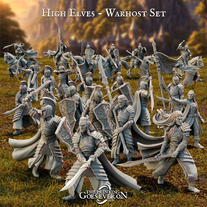 3D Printable High Elf Army - Warhost Set - Full Faction - Presupported ...