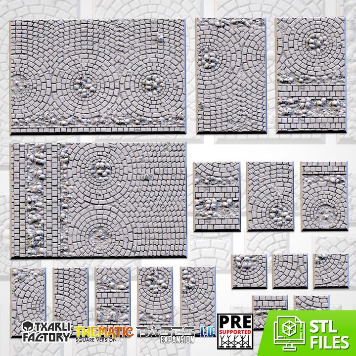 3D Printable Medieval Road Bases (Square) Expansion by Txarli Factory