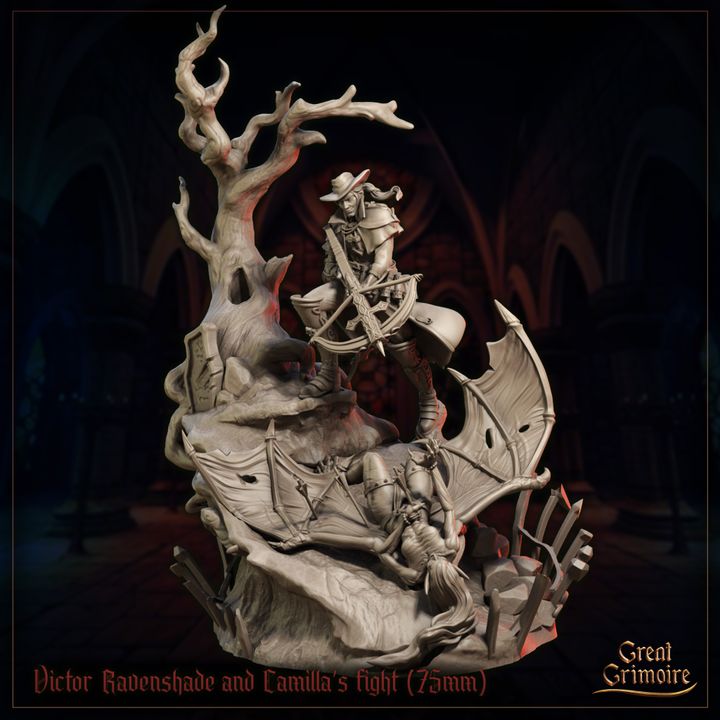 3D Printable Victor Ravenshade and Camilla's fight by Great Grimoire