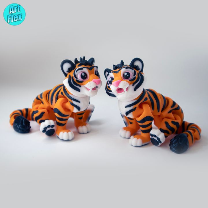 3D Printable Flexi Tiger STL and 3MF Multicolor by ArtFlex