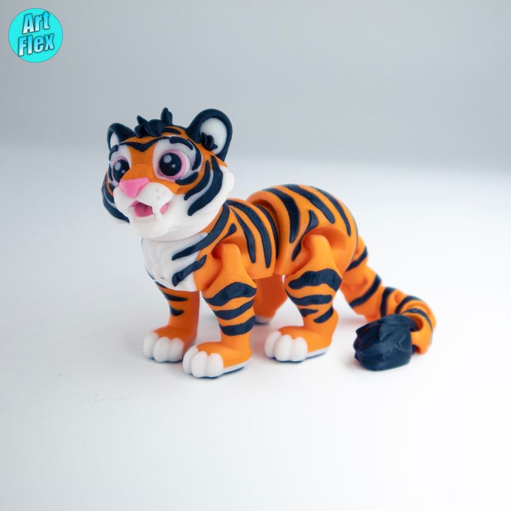 3D Printable Flexi Tiger STL and 3MF Multicolor by ArtFlex