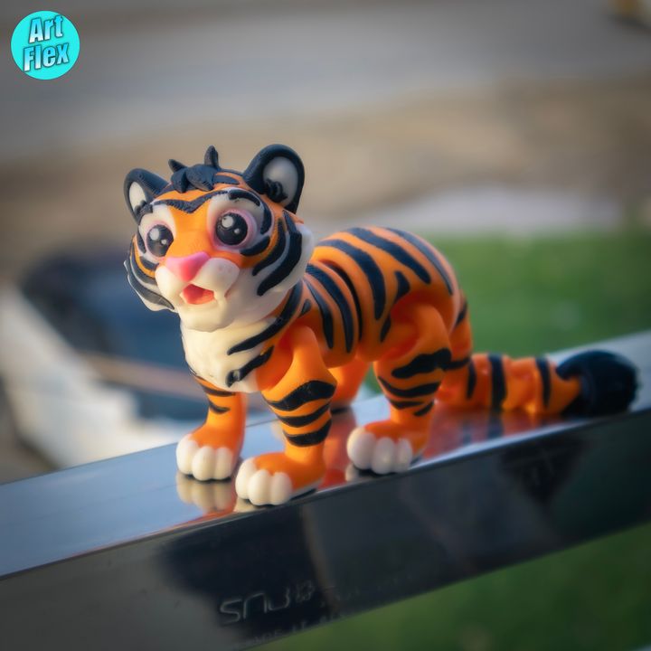 3D Printable Flexi Tiger STL and 3MF Multicolor by ArtFlex