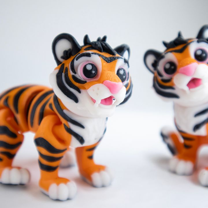 3D Printable Flexi Tiger STL and 3MF Multicolor by ArtFlex