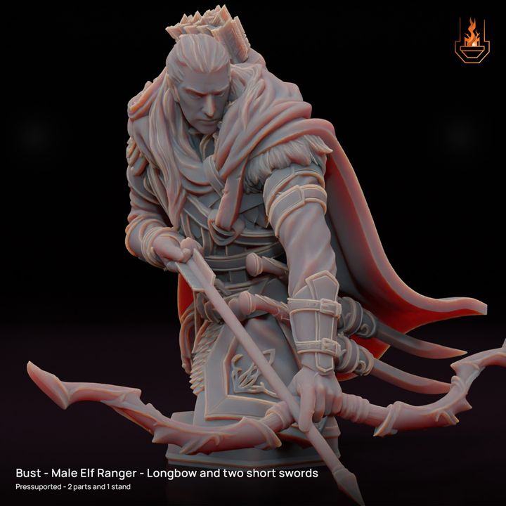3D Printable Bust - Male Elf Ranger - [Supported] by Magnetic Foundry