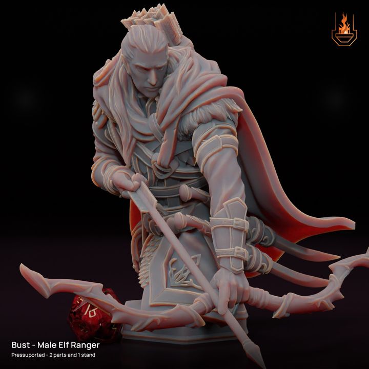 3D Printable Bust - Male Elf Ranger - [Supported] by Magnetic Foundry