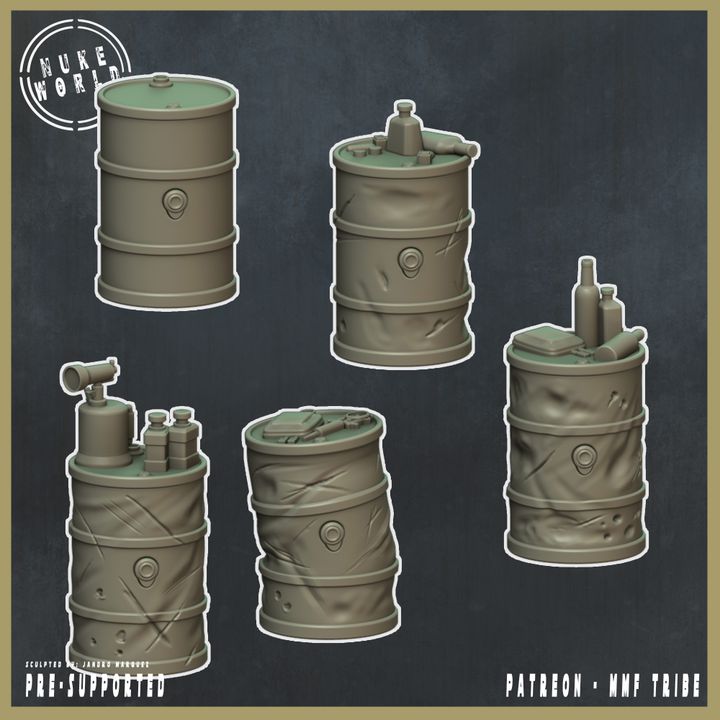 3D Printable Fuel Barrels - Set by Nuke World