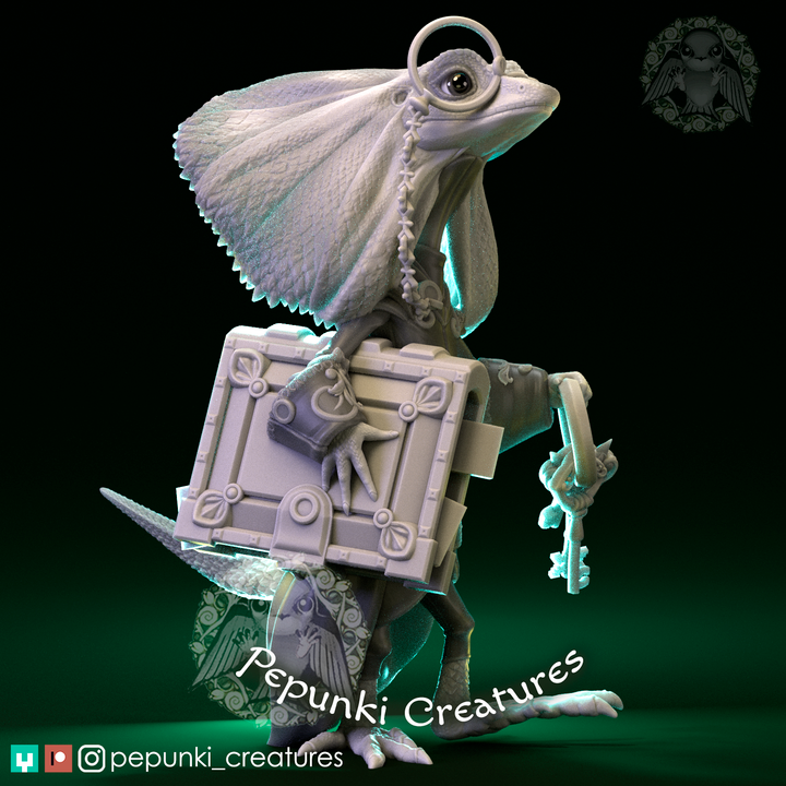 3D Printable Frilled Lizard Librarian by Pepunki Creatures