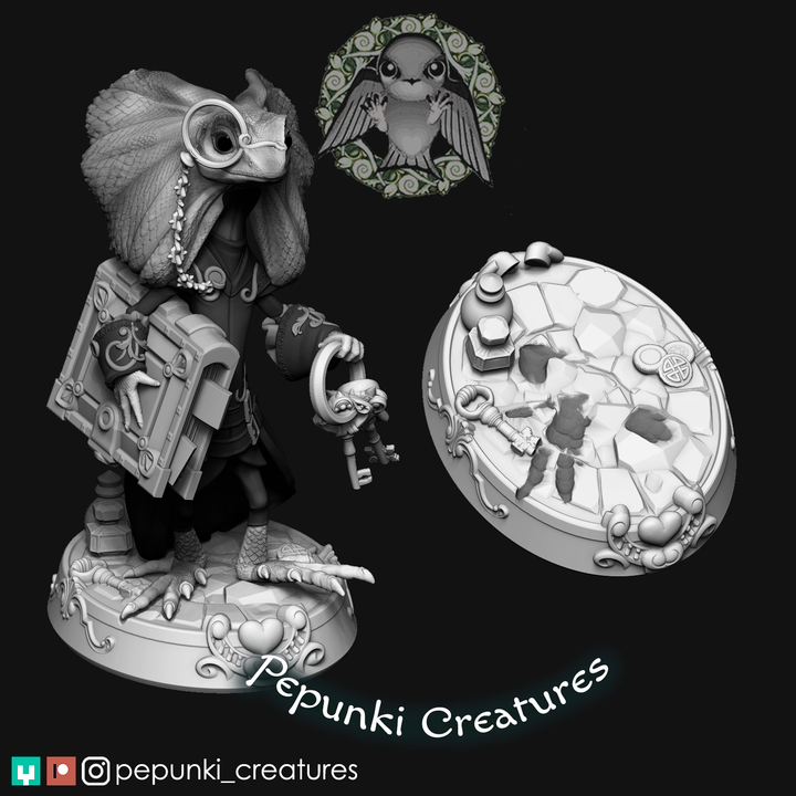 3D Printable Frilled Lizard Librarian by Pepunki Creatures