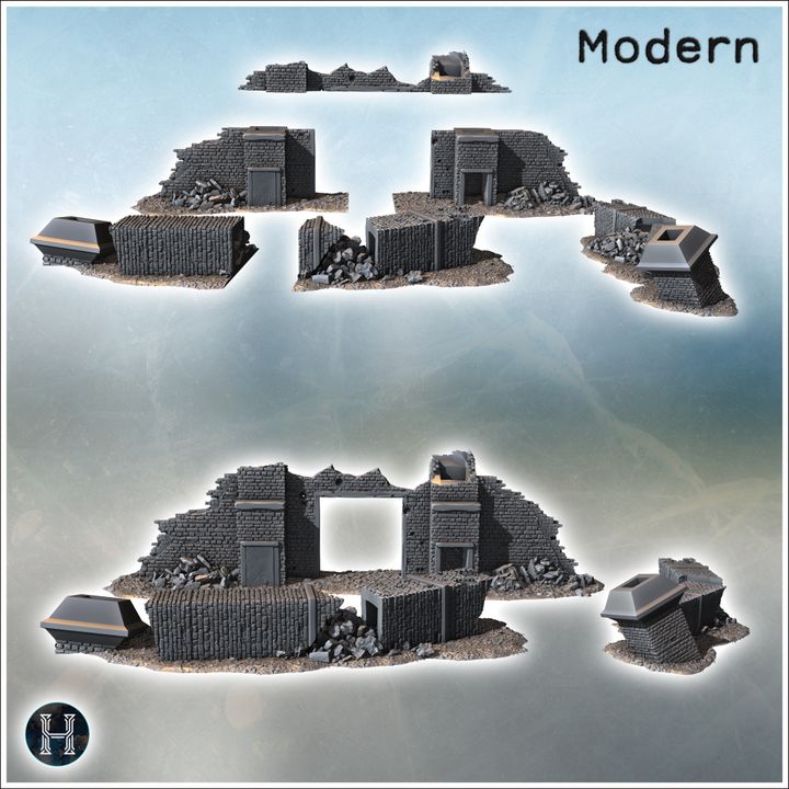 3D Printable Heavily damaged building with exposed interior, large ...