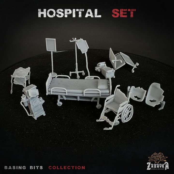 3D Printable Hospital Set - Basing Bits by Zabavka Workshop