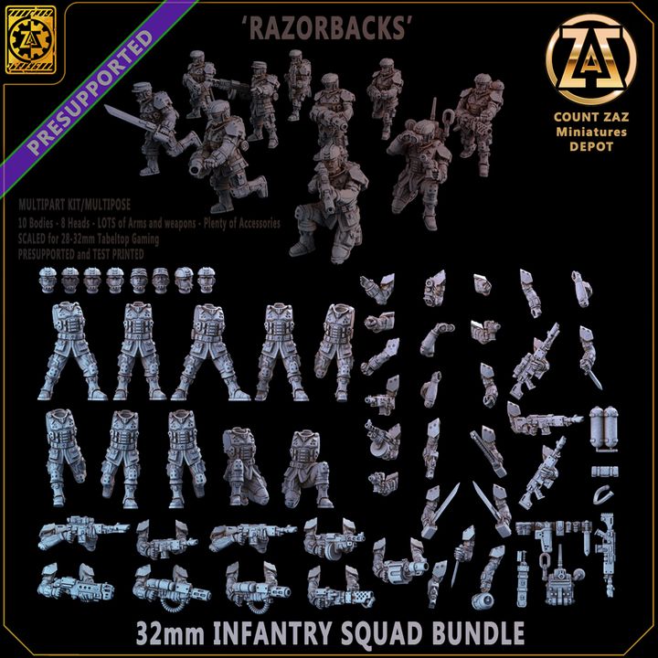 3D Printable RazorBacks - Infantry Squad Multi part Kit - 32mm by Adam ...