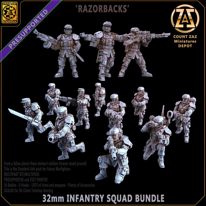 3D Printable RazorBacks - Infantry Squad Multi part Kit - 32mm by Adam ...