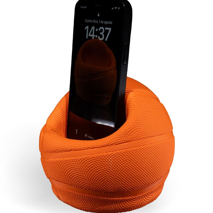 3D Printable Basketball Phone Holder by Stlflix