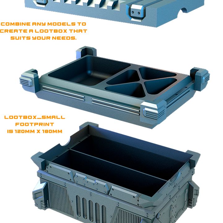 3D Printable Wargamer's Small LOOTbox by LOOTgames