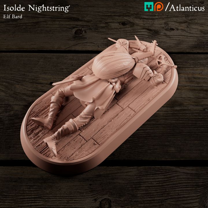 3D Printable Female Elf Bard - Isolde Nightstring - Dead by Atlanticus Arts