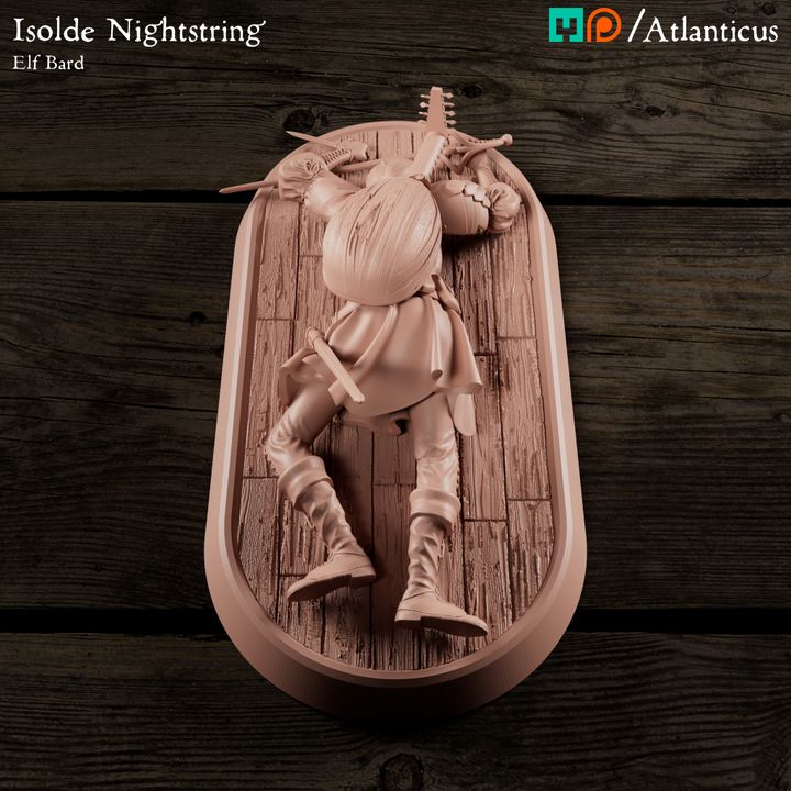 3D Printable Female Elf Bard - Isolde Nightstring - Dead by Atlanticus Arts