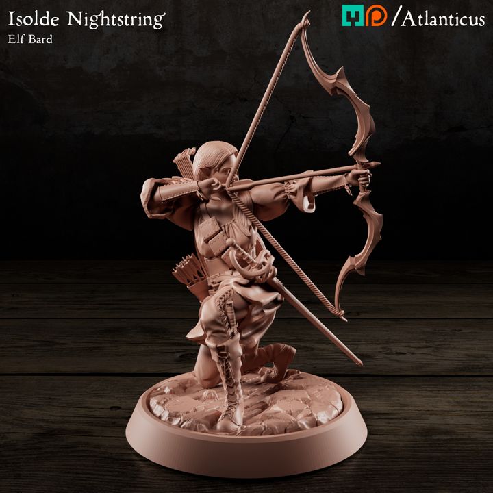 3D Printable Female Elf Bard - Isolde Nightstring - Longbow by ...
