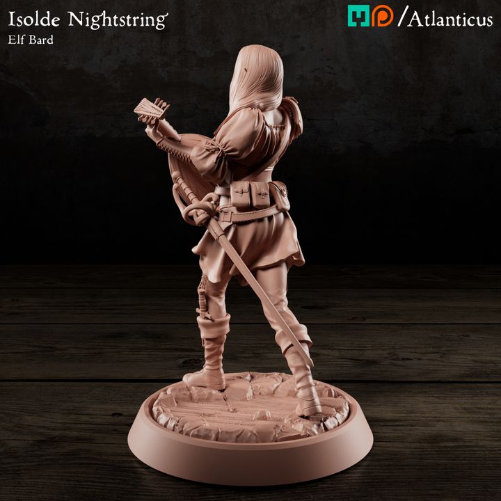 3D Printable Female Elf Bard - Isolde Nightstring - Lute by Atlanticus Arts