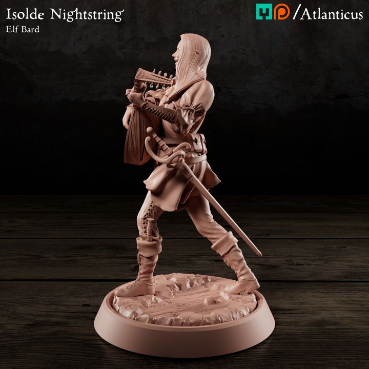 3D Printable Female Elf Bard - Isolde Nightstring - Lute by Atlanticus Arts