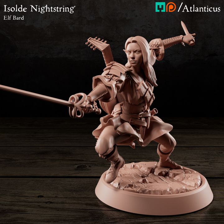 3D Printable Female Elf Bard - Isolde Nightstring - Rapier by ...