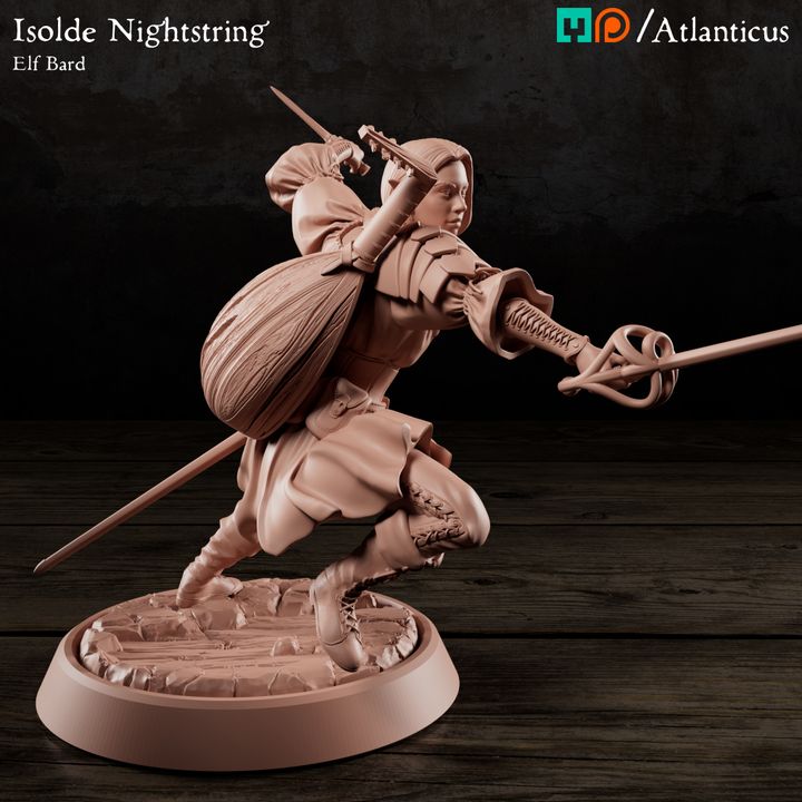 3D Printable Female Elf Bard - Isolde Nightstring - Rapier by ...