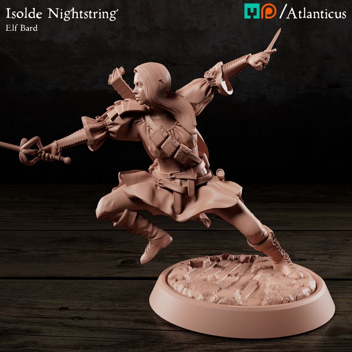 3D Printable Female Elf Bard - Isolde Nightstring - Rapier by ...