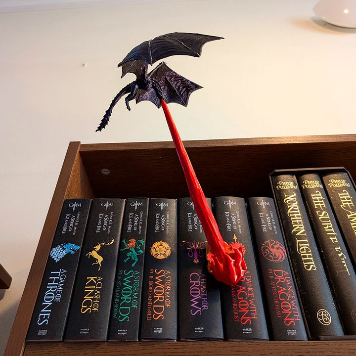 3D Printable Flying Dragon Book Nook by 3Demon